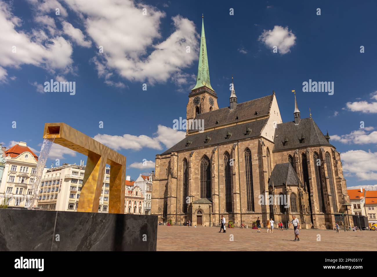 PILSEN, CZECH REPUBLIC, EUROPE - The Cathedral of St. Bartholomew, a ...