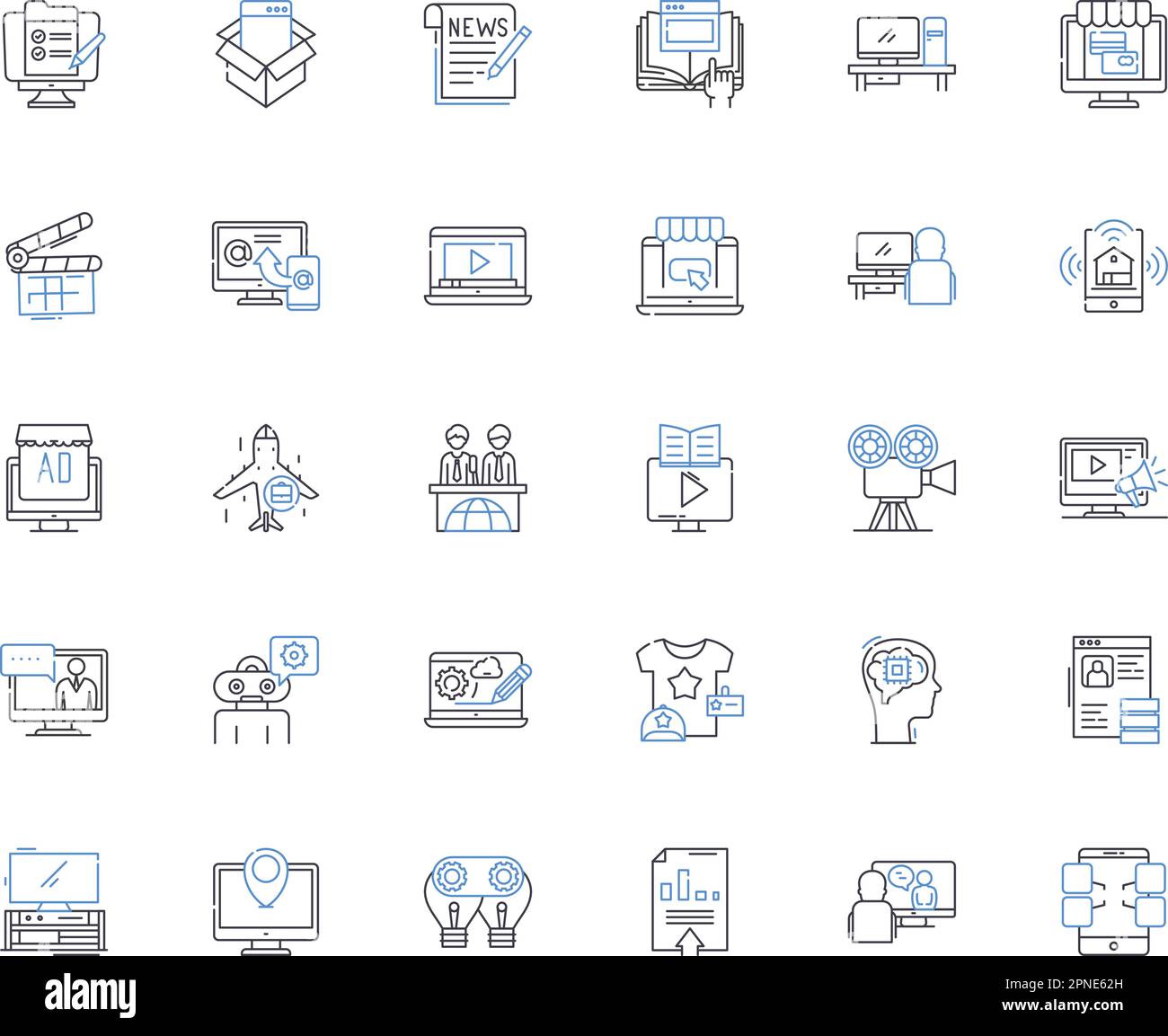 Communication tools line icons collection. chat, email, ph, video ...