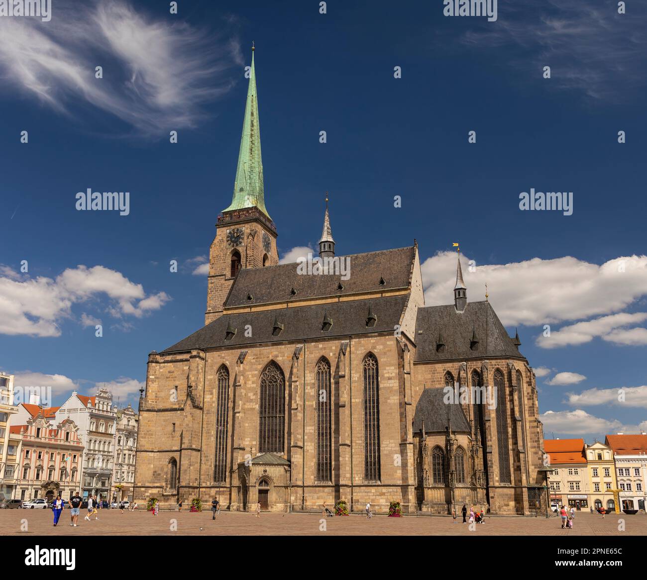 PILSEN, CZECH REPUBLIC, EUROPE - The Cathedral of St. Bartholomew, a ...