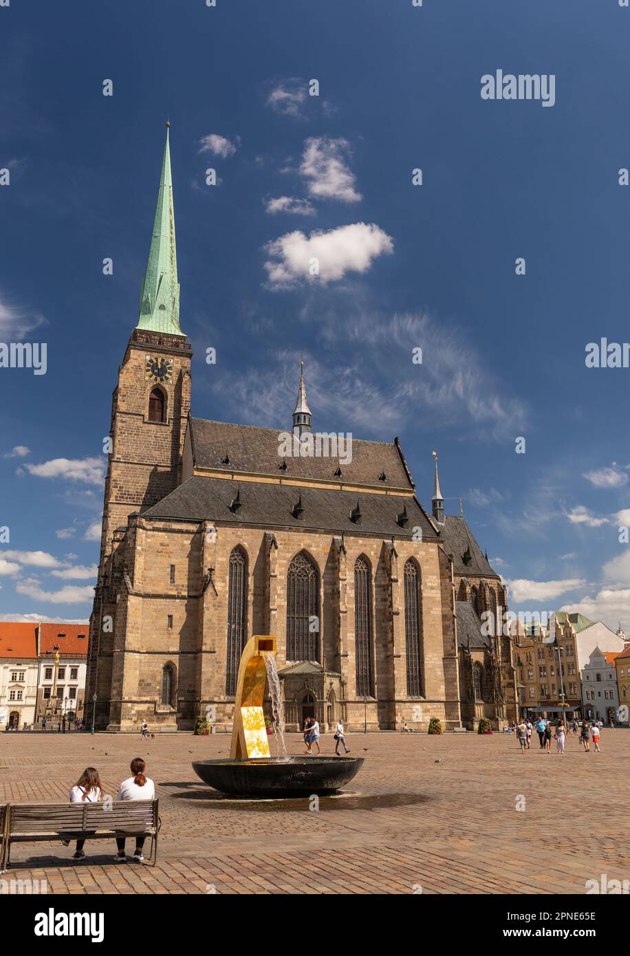 PILSEN, CZECH REPUBLIC, EUROPE - The Cathedral of St. Bartholomew, a ...