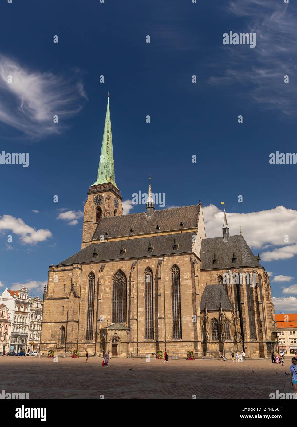 PILSEN, CZECH REPUBLIC, EUROPE - The Cathedral of St. Bartholomew, a ...