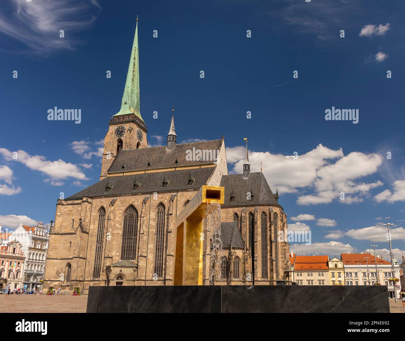 PILSEN, CZECH REPUBLIC, EUROPE - The Cathedral of St. Bartholomew, a ...