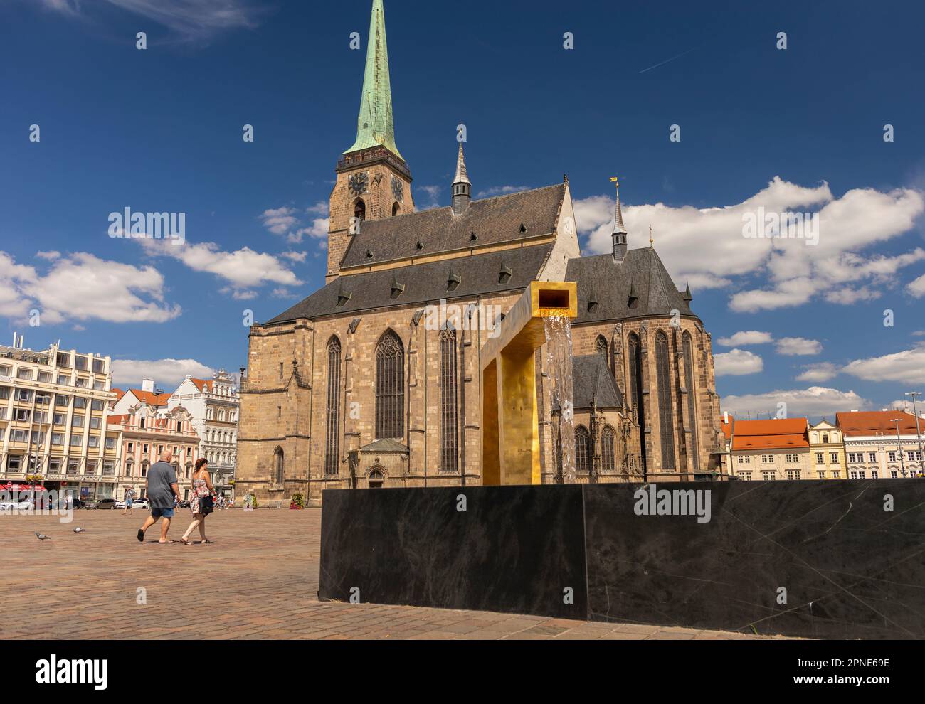 PILSEN, CZECH REPUBLIC, EUROPE - The Cathedral of St. Bartholomew, a ...