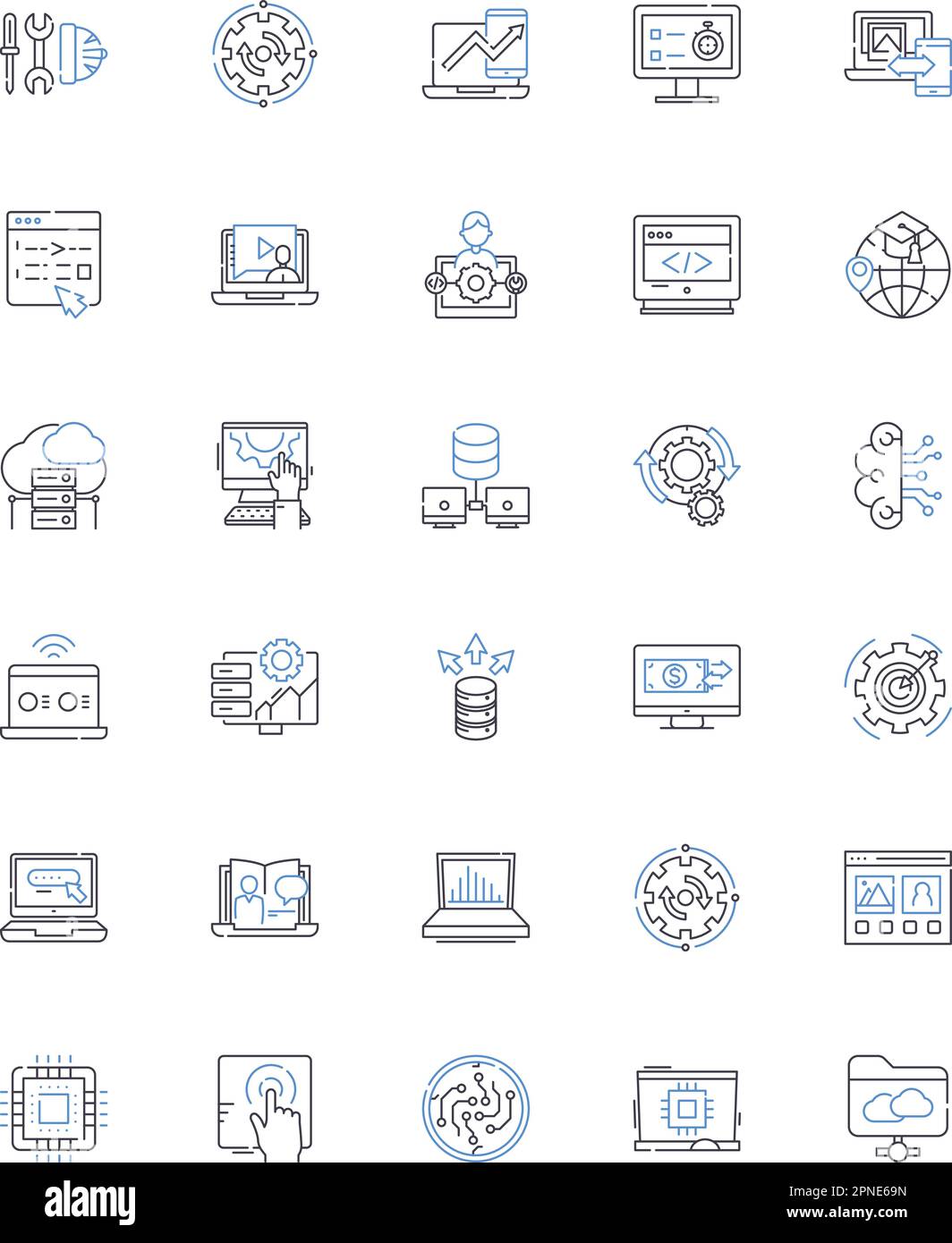Online presence line icons collection. Visibility, Reach, Identity ...