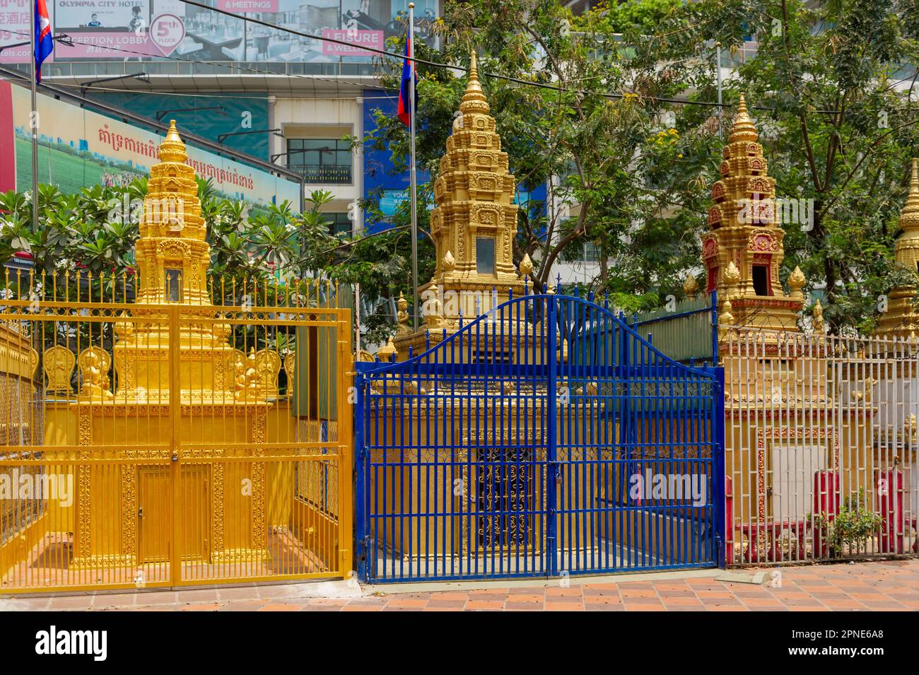 Buddhist Mausoleums at the Preah Putt Mean Bon Pagoda, Phnom Penh ...