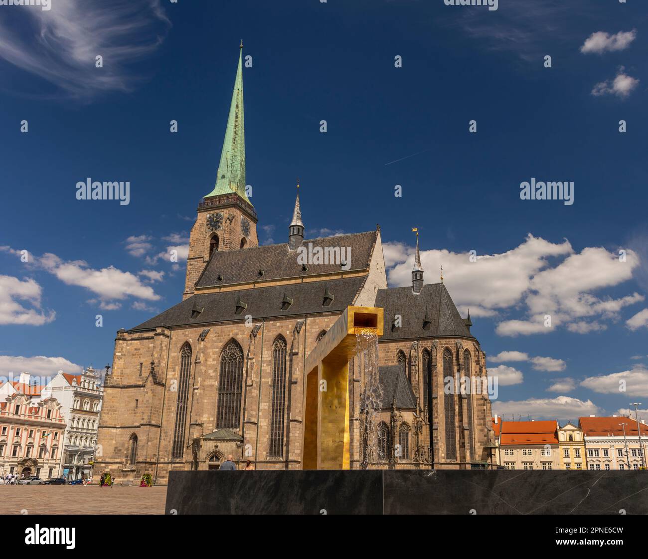 PILSEN, CZECH REPUBLIC, EUROPE - The Cathedral of St. Bartholomew, a ...