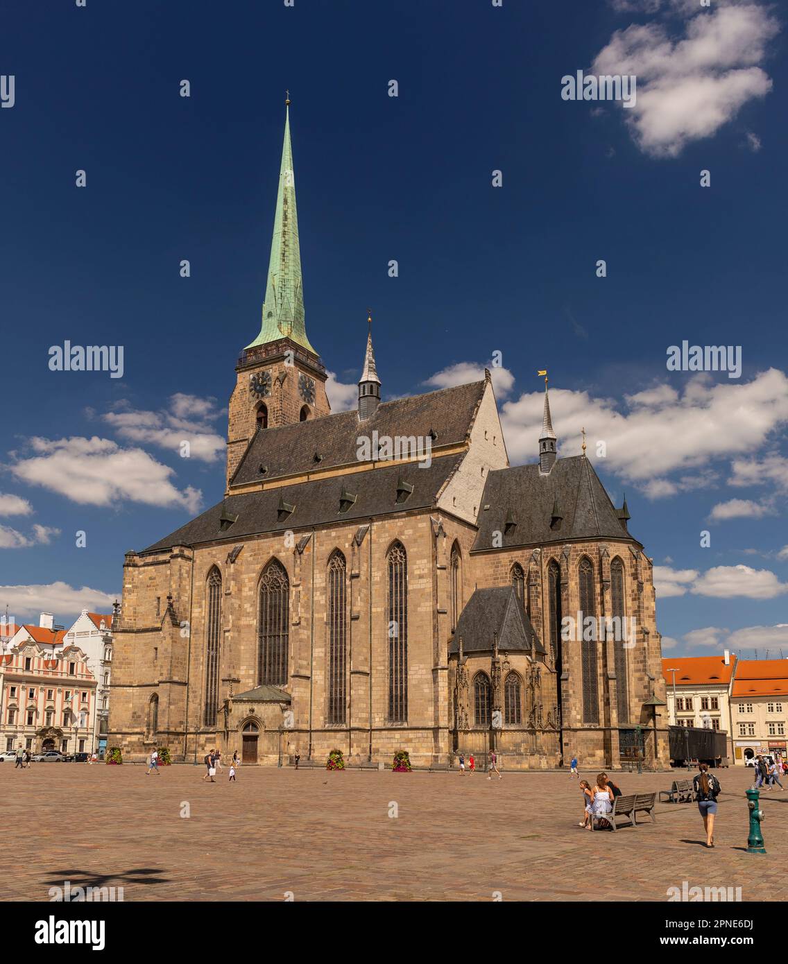 PILSEN, CZECH REPUBLIC, EUROPE - The Cathedral of St. Bartholomew, a ...