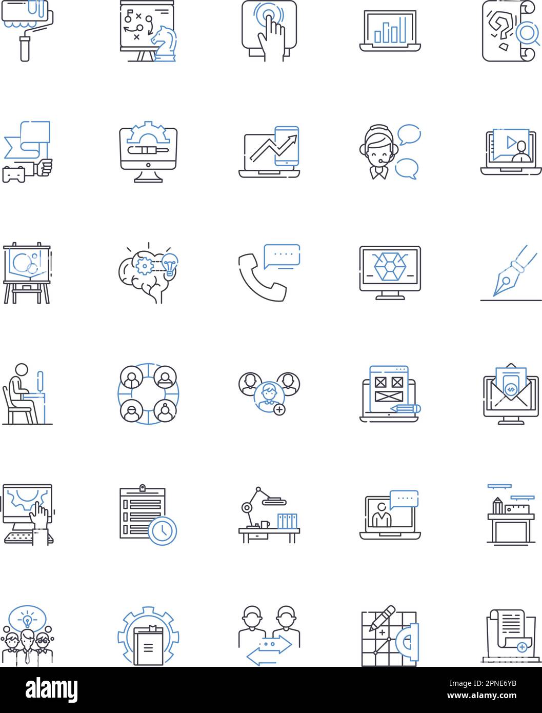 Seminar and symposium line icons collection. Presentation, Workshop, Conference, Discussion ...