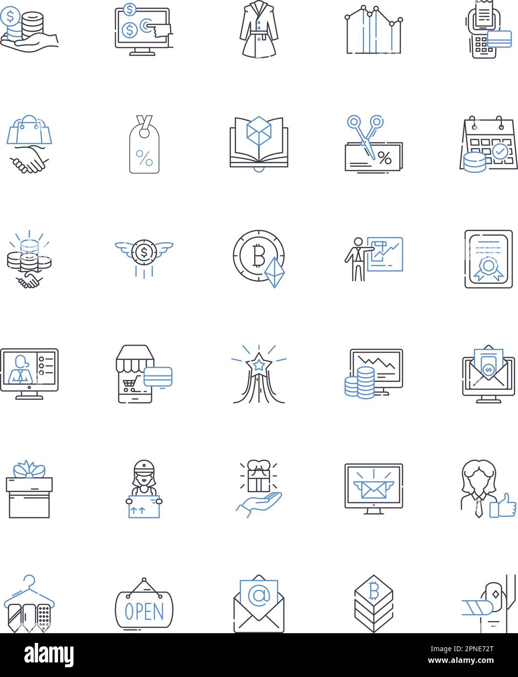 Buy and benefit line icons collection. Reward, Purchase, Save, Support ...