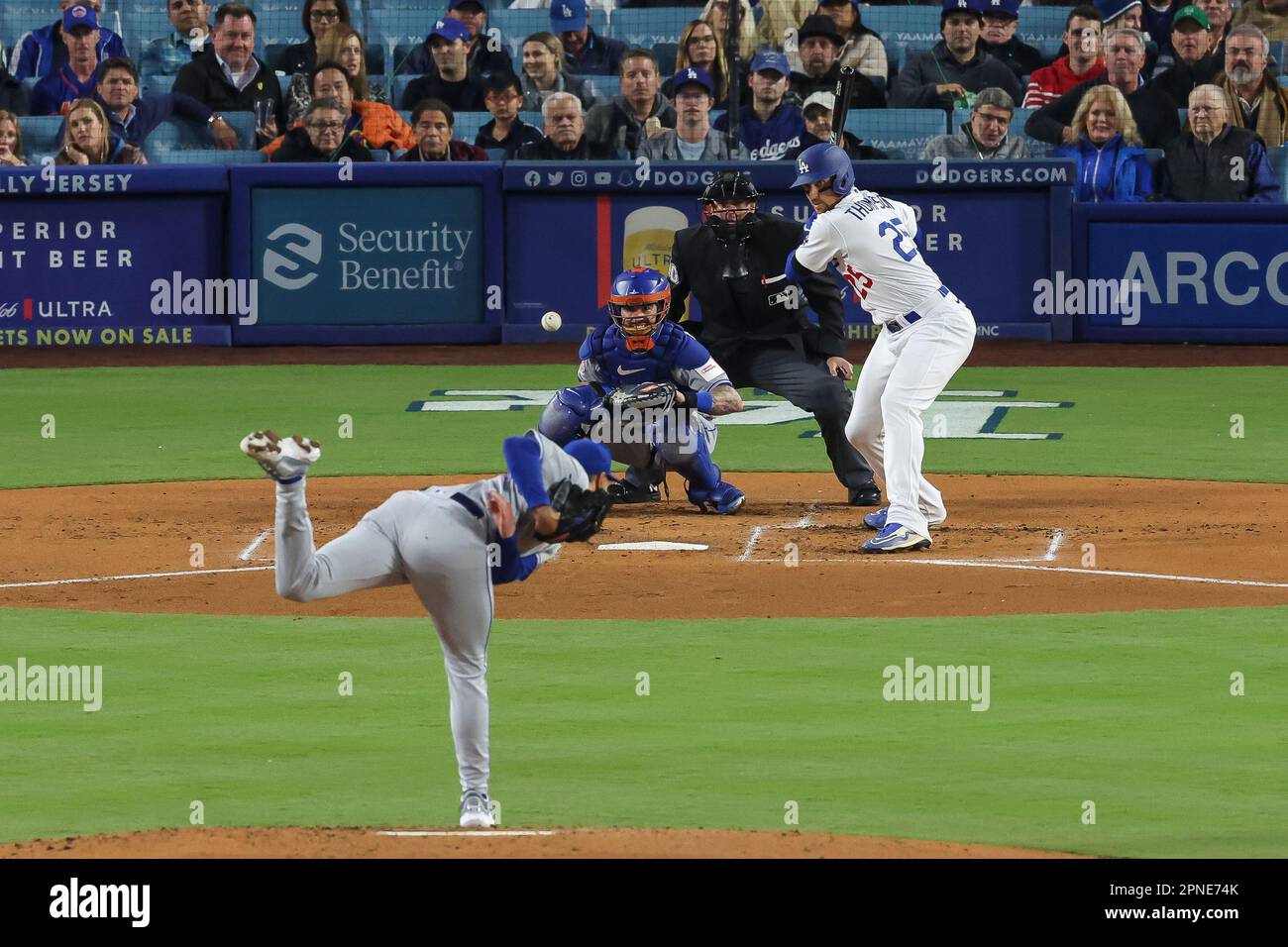 Los Angeles Dodgers center fielder Trayce Thompson (25) waits for the ...