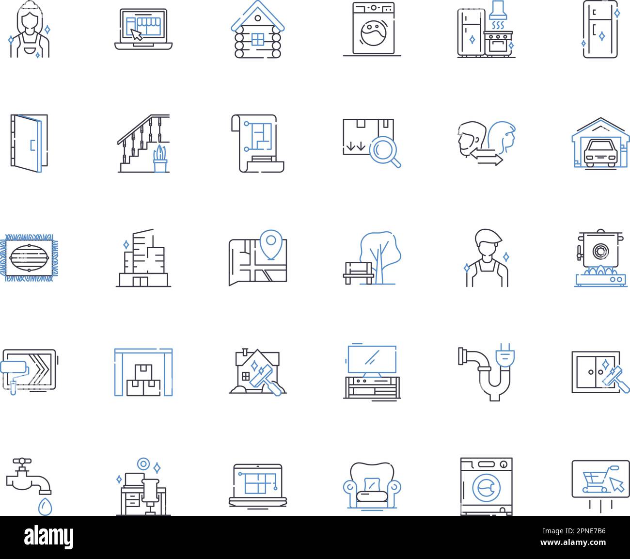 Dwelling conditions line icons collection. Comfort, Maintenance, Space ...