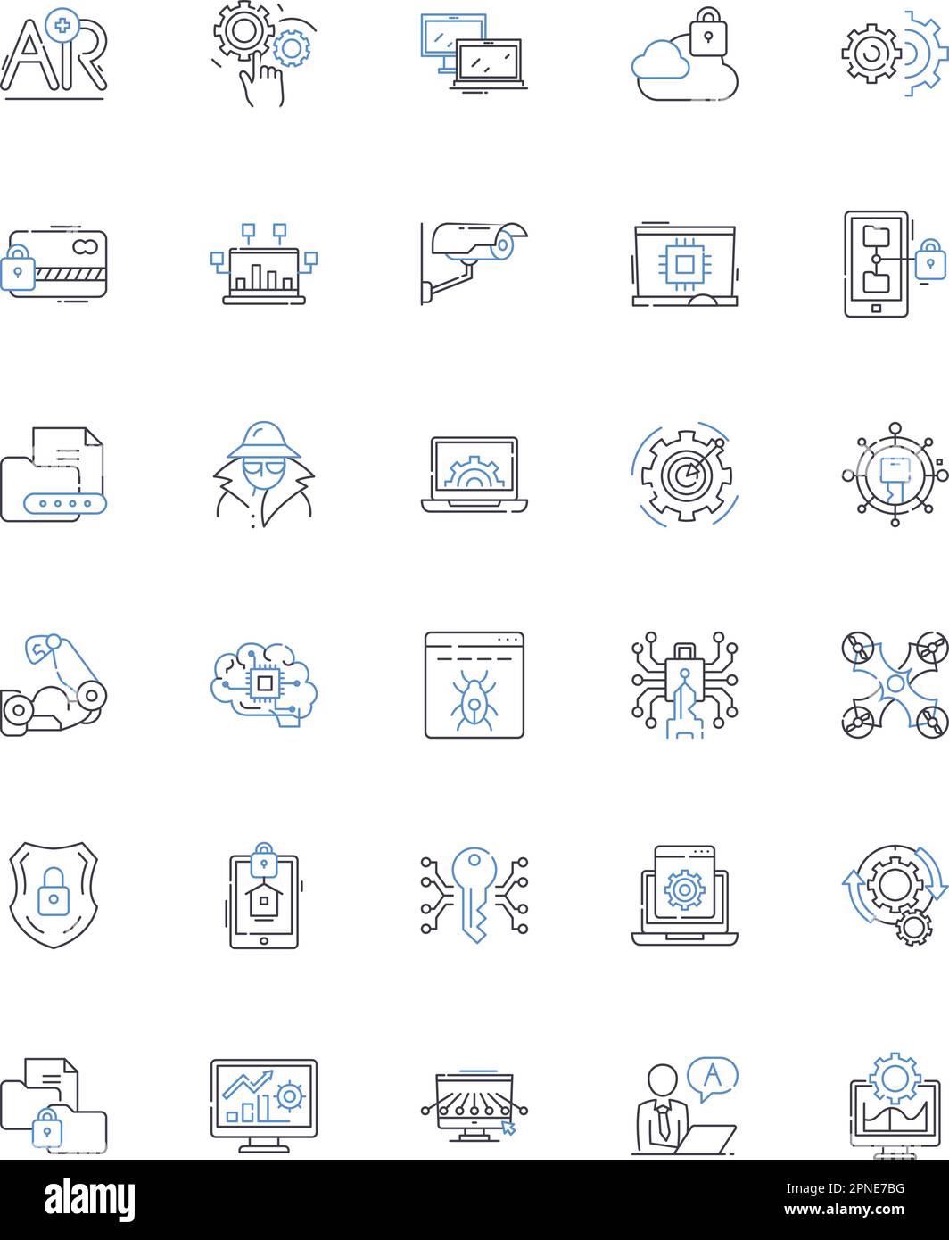 Shielding line icons collection. Protection, Barrier, Cover, Defense ...