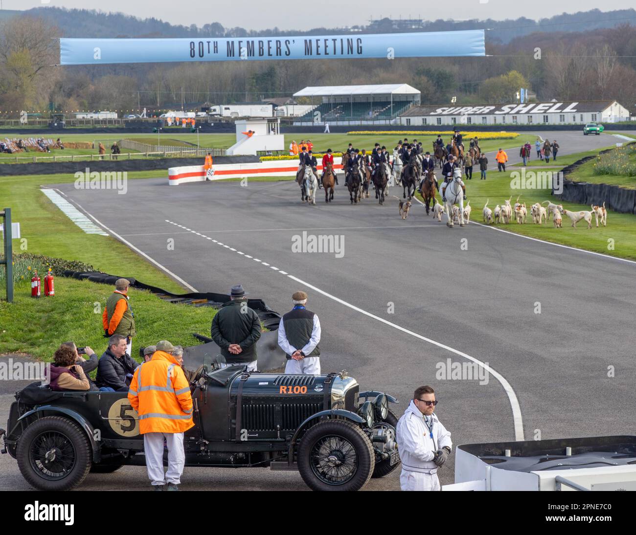 April 2023 - The hunt riders and pack at the Goodwood Members Meeting ...