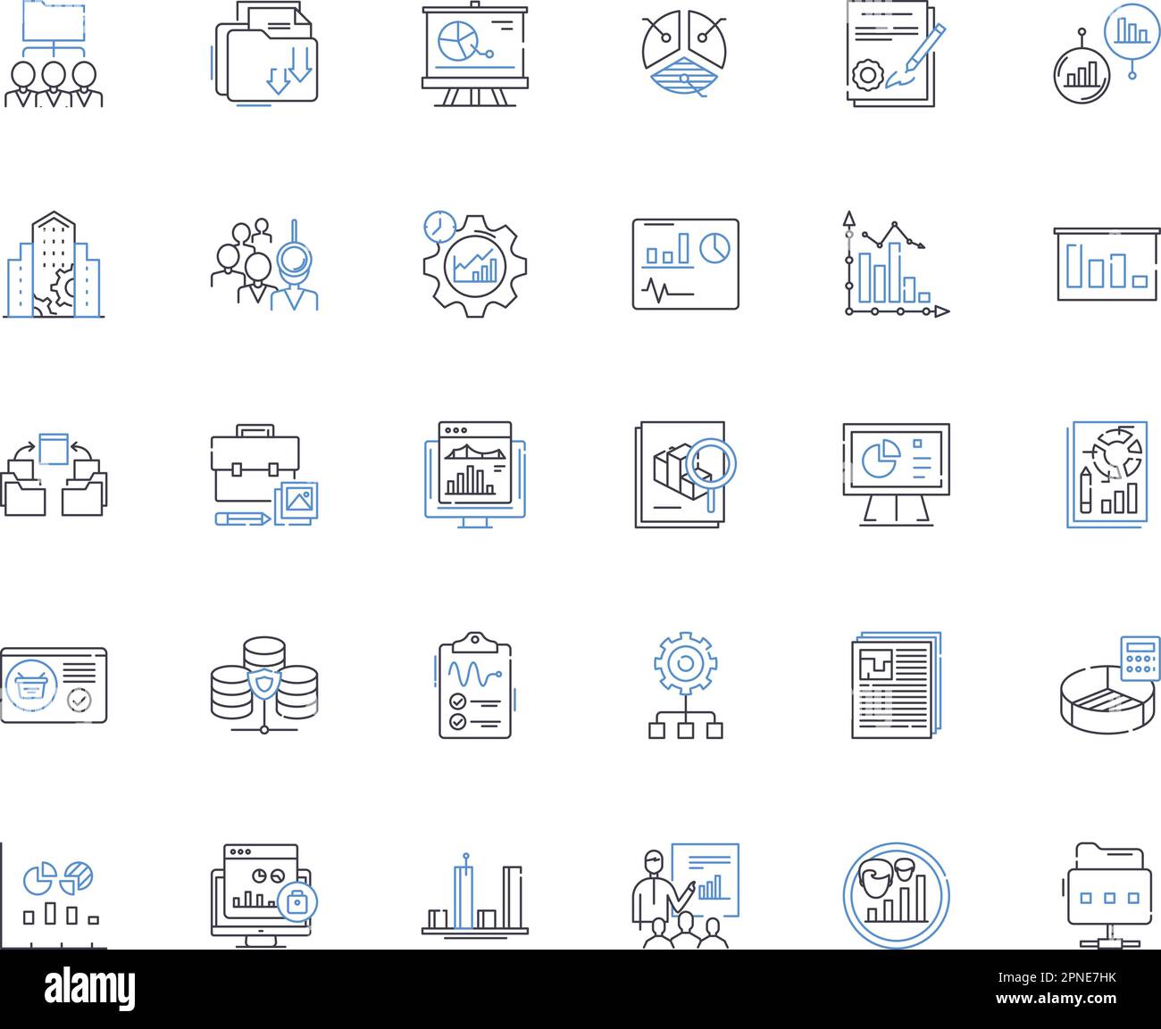 Data Management Software Line Icons Collection Analytics Integration Backup Centralized