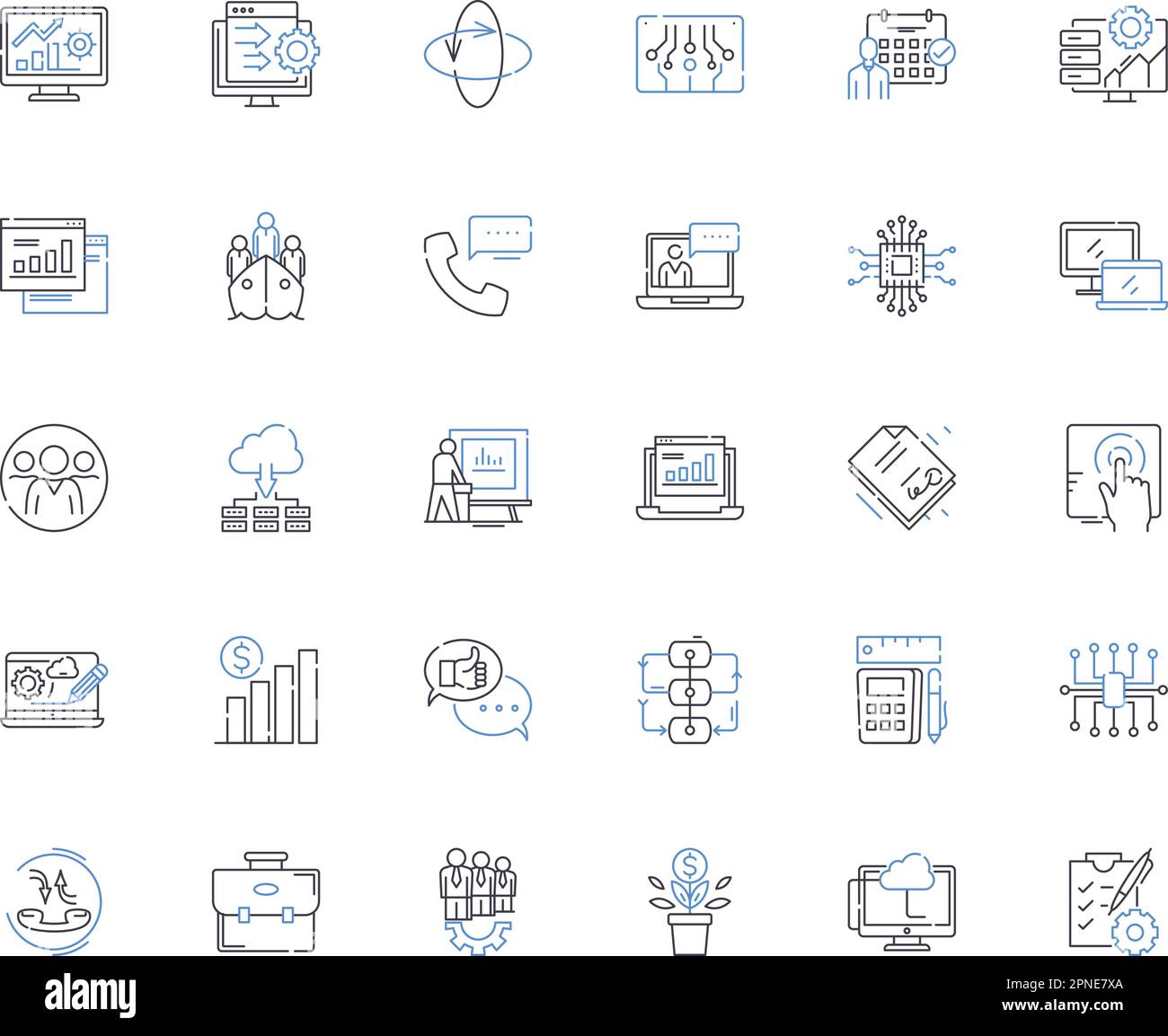 Collaborating companies line icons collection. Partnership, Teamwork ...