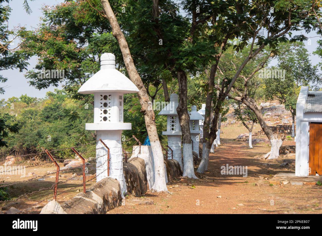 Fence of Peace Pagoda, India Stock Photo - Alamy