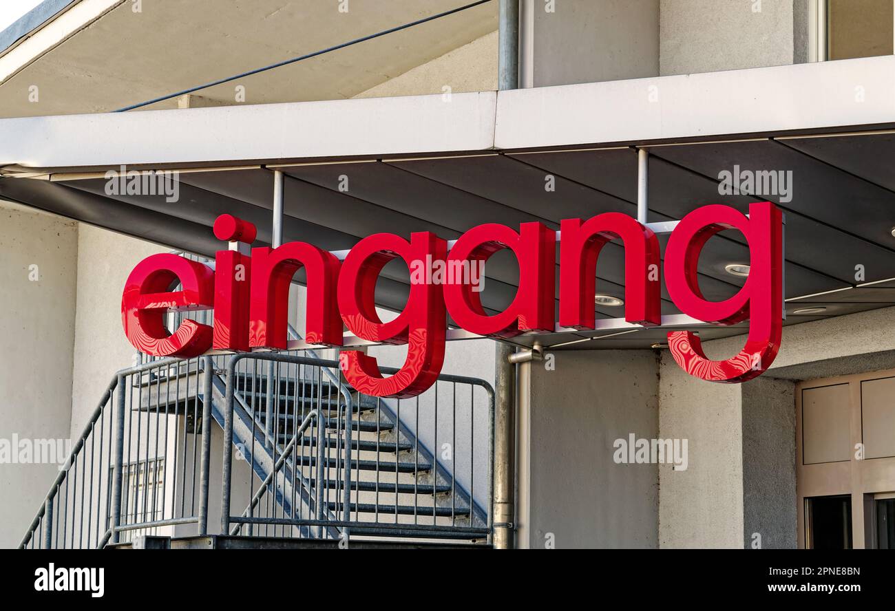 Symbol Image, Suspended Lettering Signals The Entrance Stock Photo - Alamy