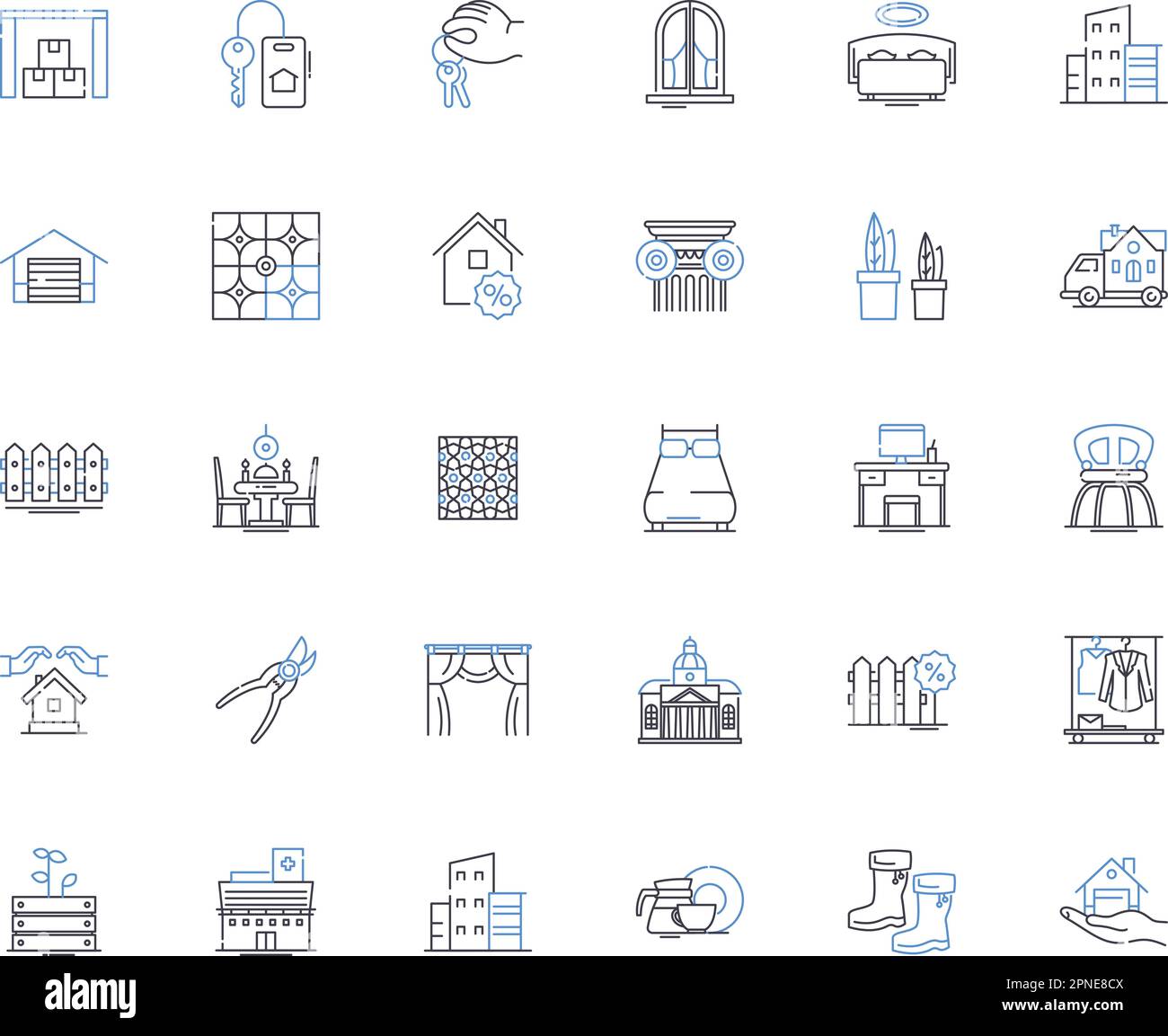 Residency and dwelling line icons collection. Shelter, Home, Abode ...