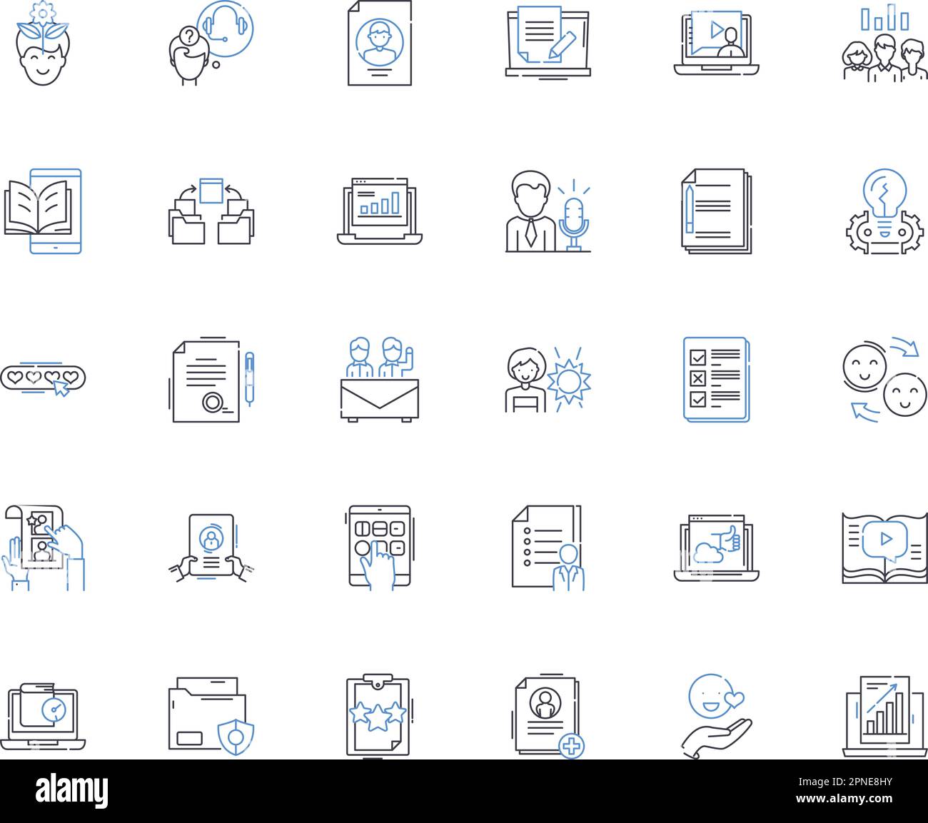 Content creating line icons collection. Creativity, Strategy ...
