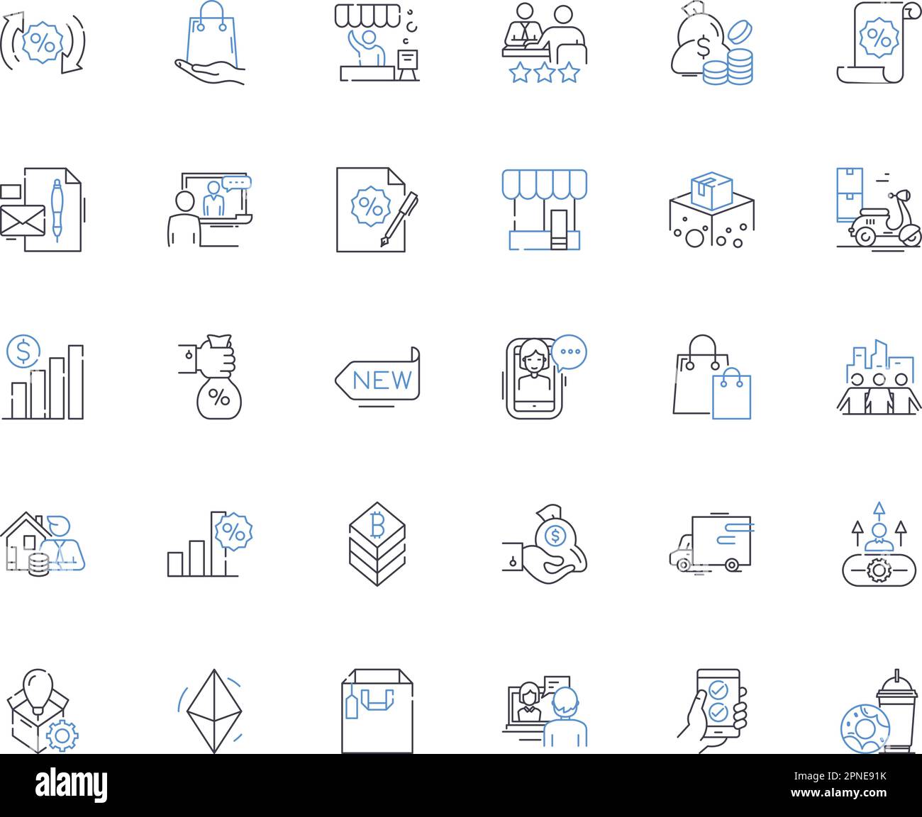 Financial Markets Line Icons Collection Stocks Bonds Commodities