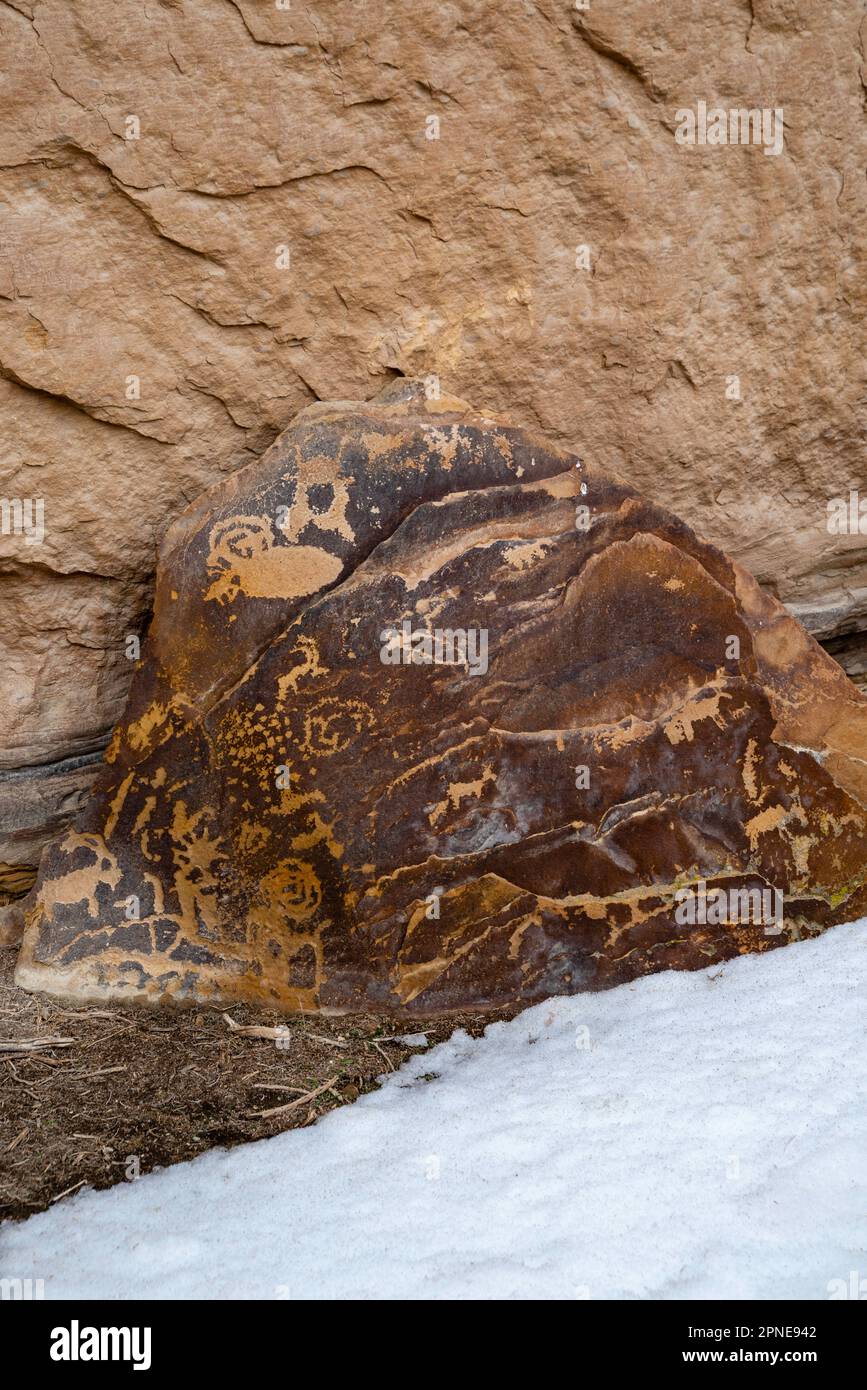 Petroglyph near the Big Buffalo Panel, an ancient Native American ...