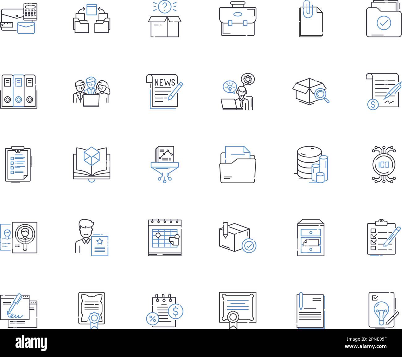 Integrated teamwork line icons collection. Collaboration, Synergy ...