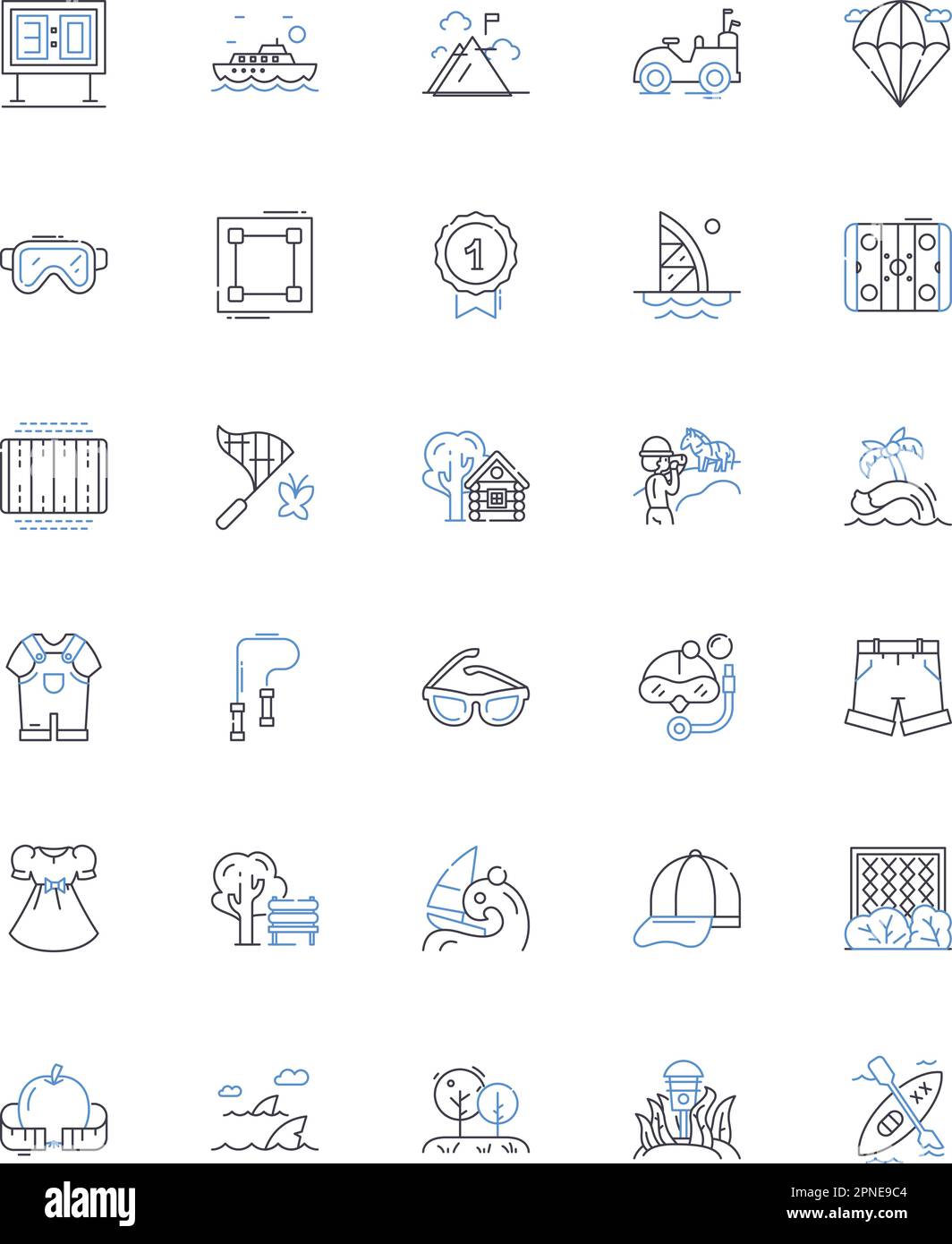 Beach line icons collection. Ocean, Waves, Seashells, Sandcastle ...