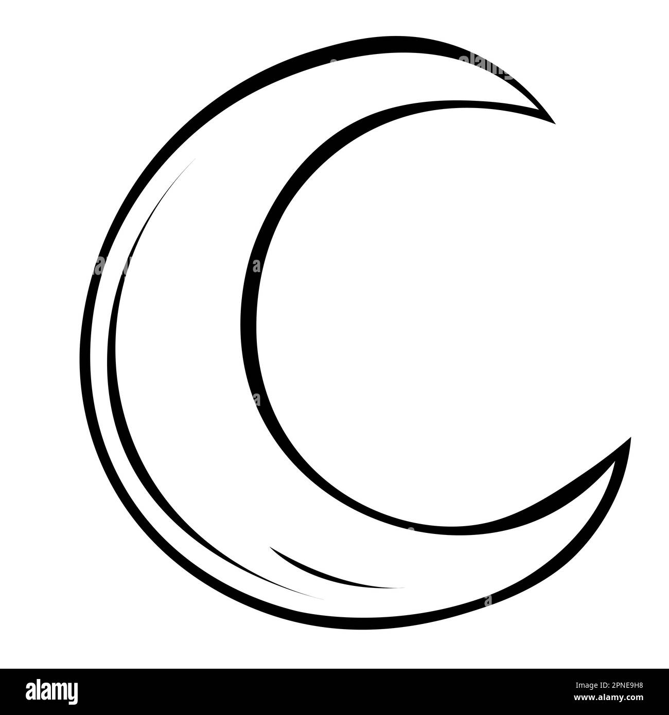 Black and white Hand drawn crescent moon. Vector illustration Stock ...