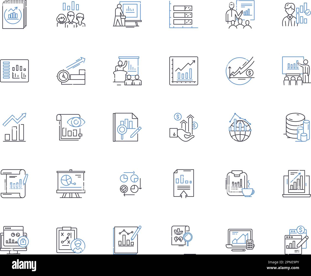 Statistic Representation Line Icons Collection Graphs Charts