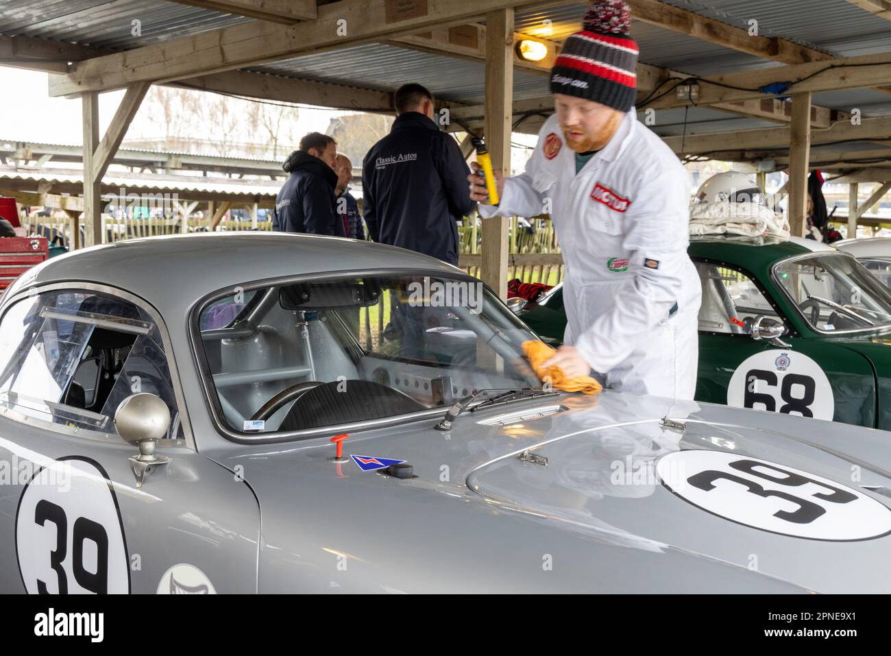 Race cars in the paddock at the goodwood members meeting 80 hi-res ...