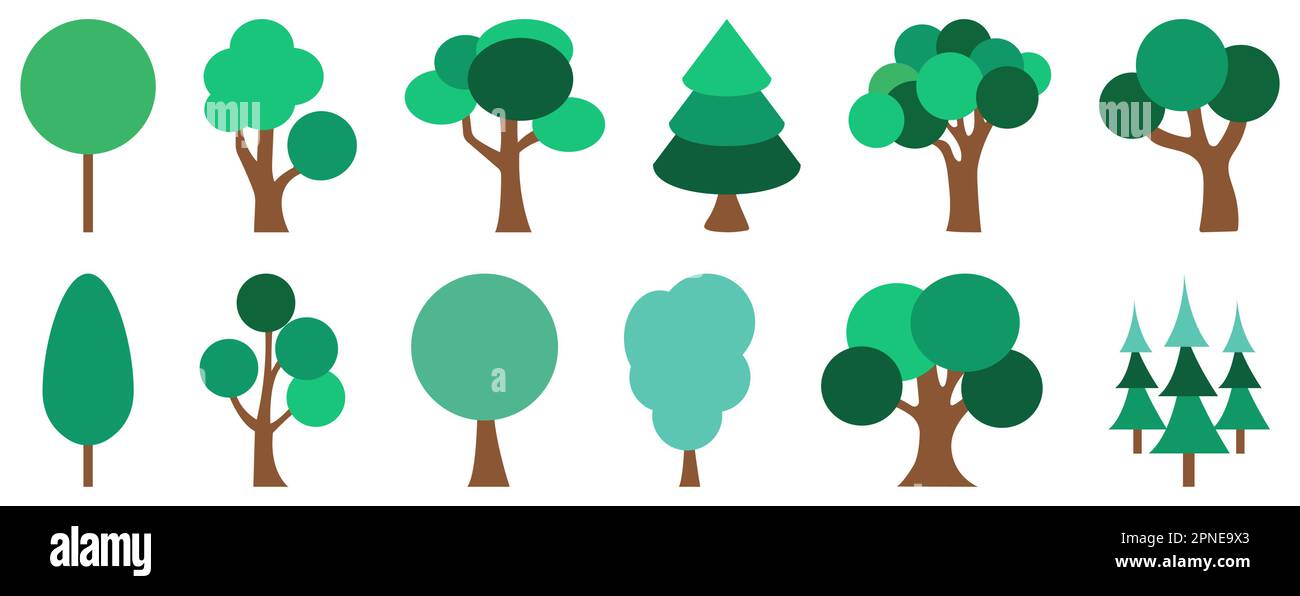 Cartoon tree icons. Vector set illustration agricultural garden and ...