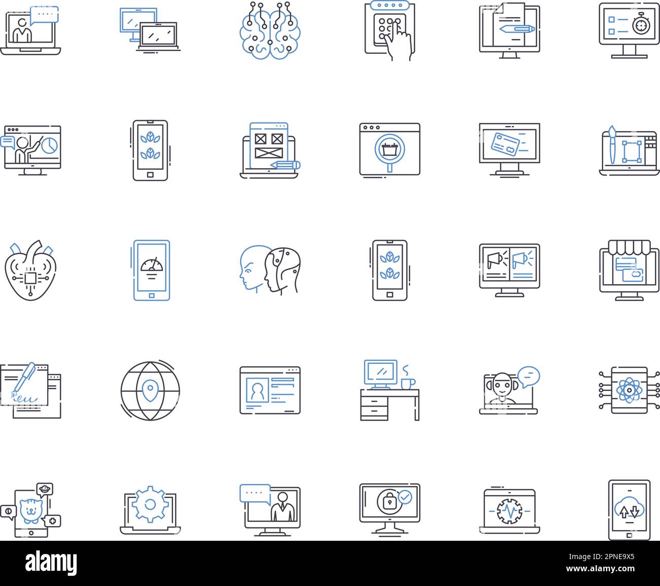 Online Line Icons Collection Connectivity Accessibility Interactivity Efficiency