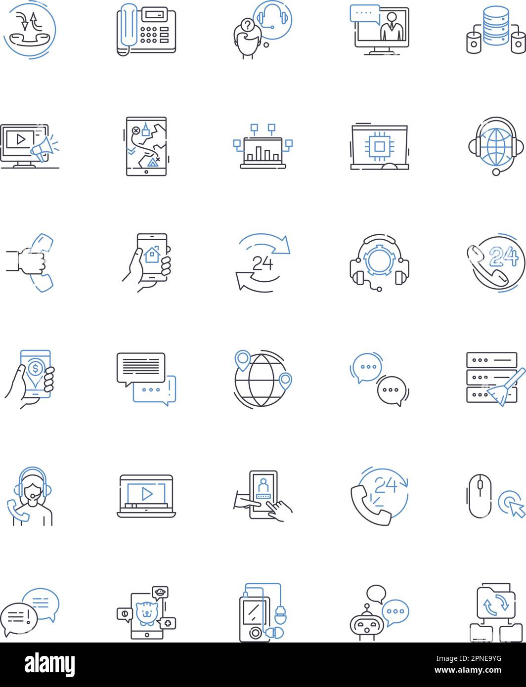 Electronic communication line icons collection. Email, Texting, Instantaneous, Social, Messaging ...