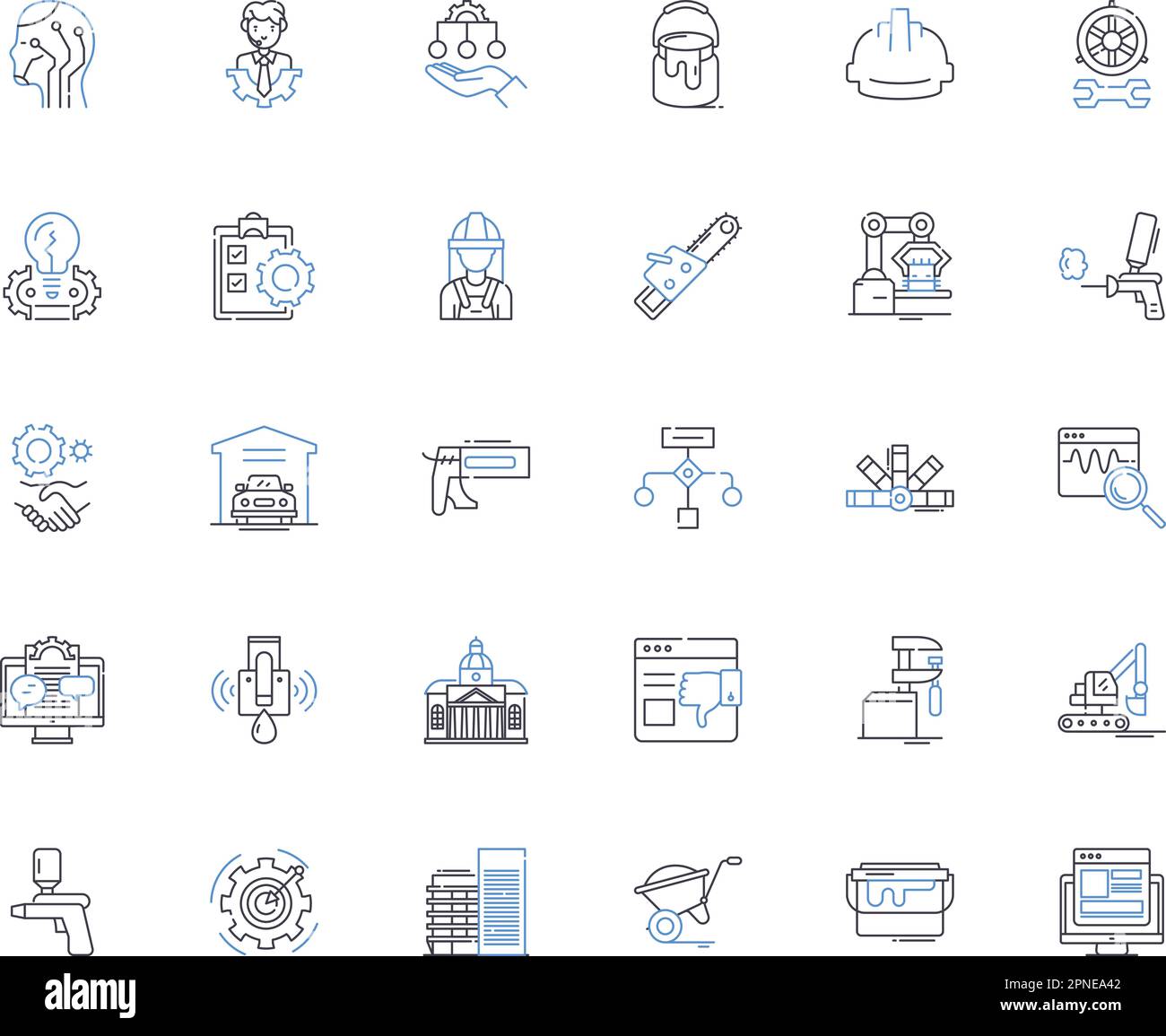 Contractor producer line icons collection. Building, Construction ...