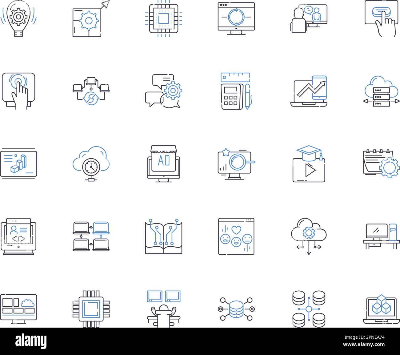 Cyber gadgets line icons collection. Cybersecurity, Encryption, Hacking, Firewall, Malware ...