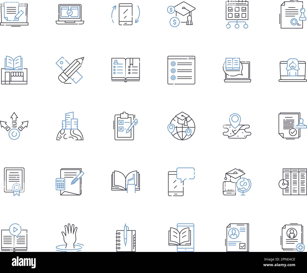 Virtual classrooms line icons collection. Online, Remote, Collaborative ...