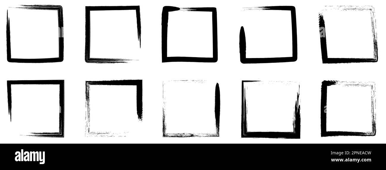 Set of hand drawn frames. Grunge ink illustration. Vector illustration ...