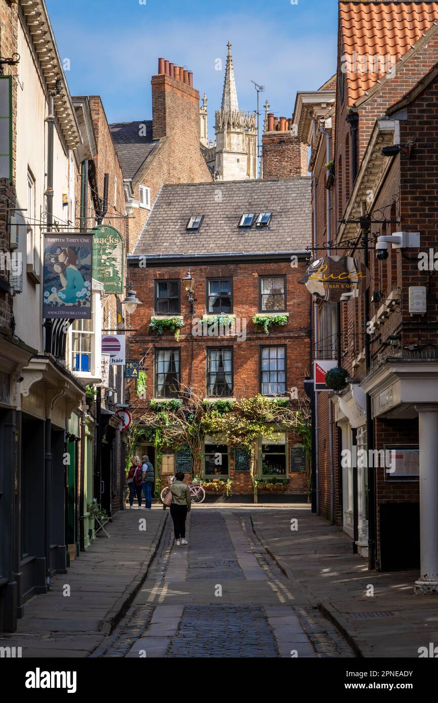 GRAPE LANE, YORK, UK - APRIL 17, 2023. The exterior of ancient ...