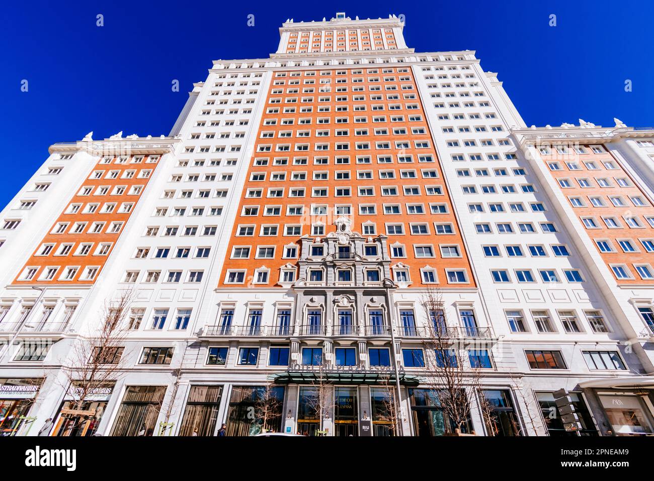 The Hotel Riu Plaza España is a historic skyscraper. Opened in 1953 as the Edificio España ...