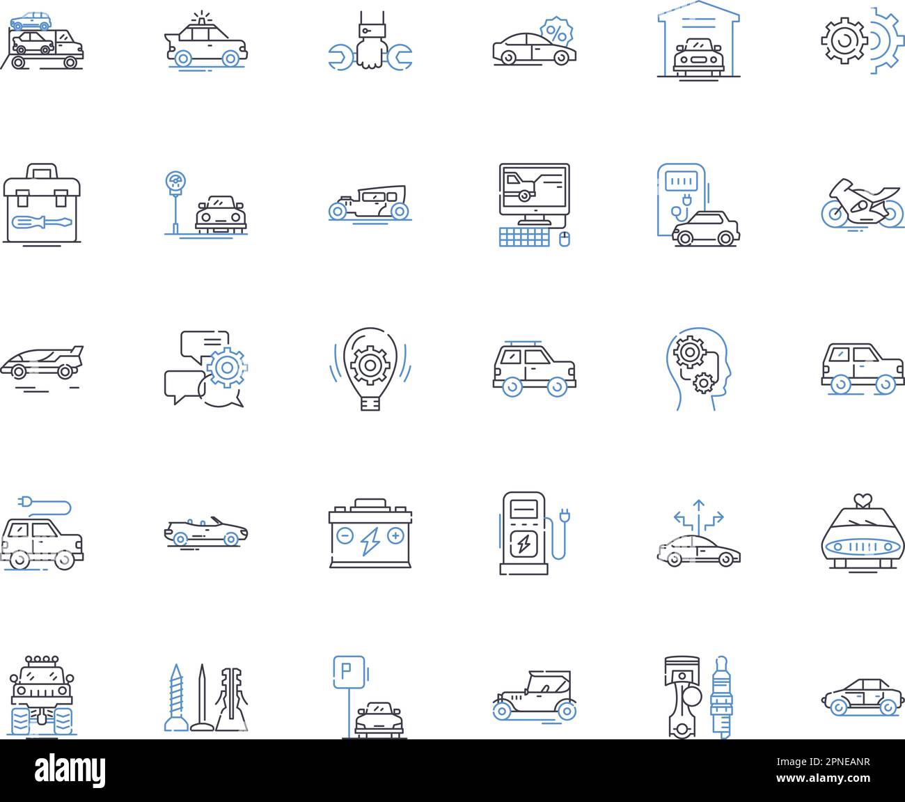 Vehicle Inspection Line Icons Collection Safety Testing Examination Inspecting Efficiency