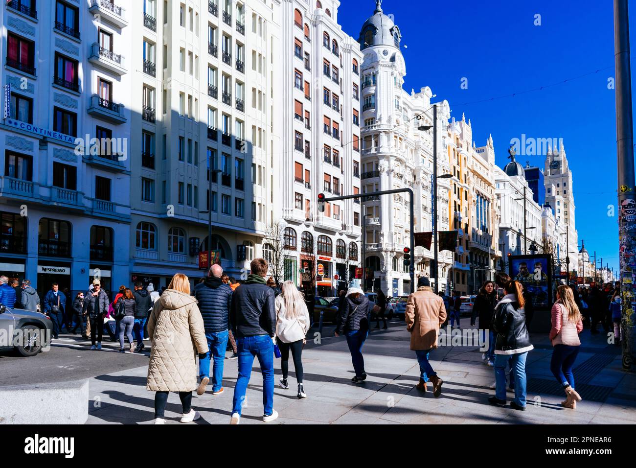The Gran Vía, seen from the Plaza de Callao. Madrid, Comunidad de ...