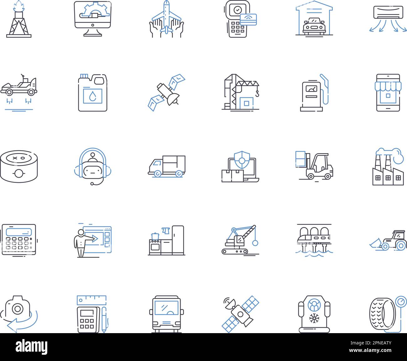 Robotics Line Icons Collection Automation Ai Cyborg Sensors
