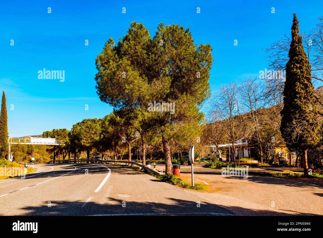 Old national road N4 direction Andalusia. Despeñaperros mountain pass ...