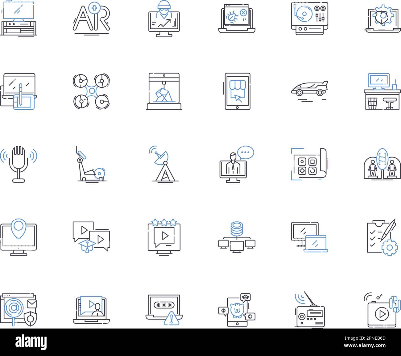Telecom assembly line icons collection. Supply-chain, Manufacturing ...