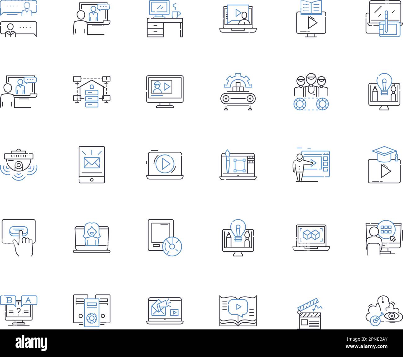 Technology Systems Line Icons Collection Cybersecurity Innovation Automation Integration