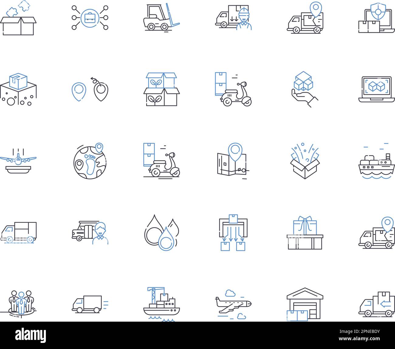Distribution plan line icons collection. Logistics, Supply chain ...