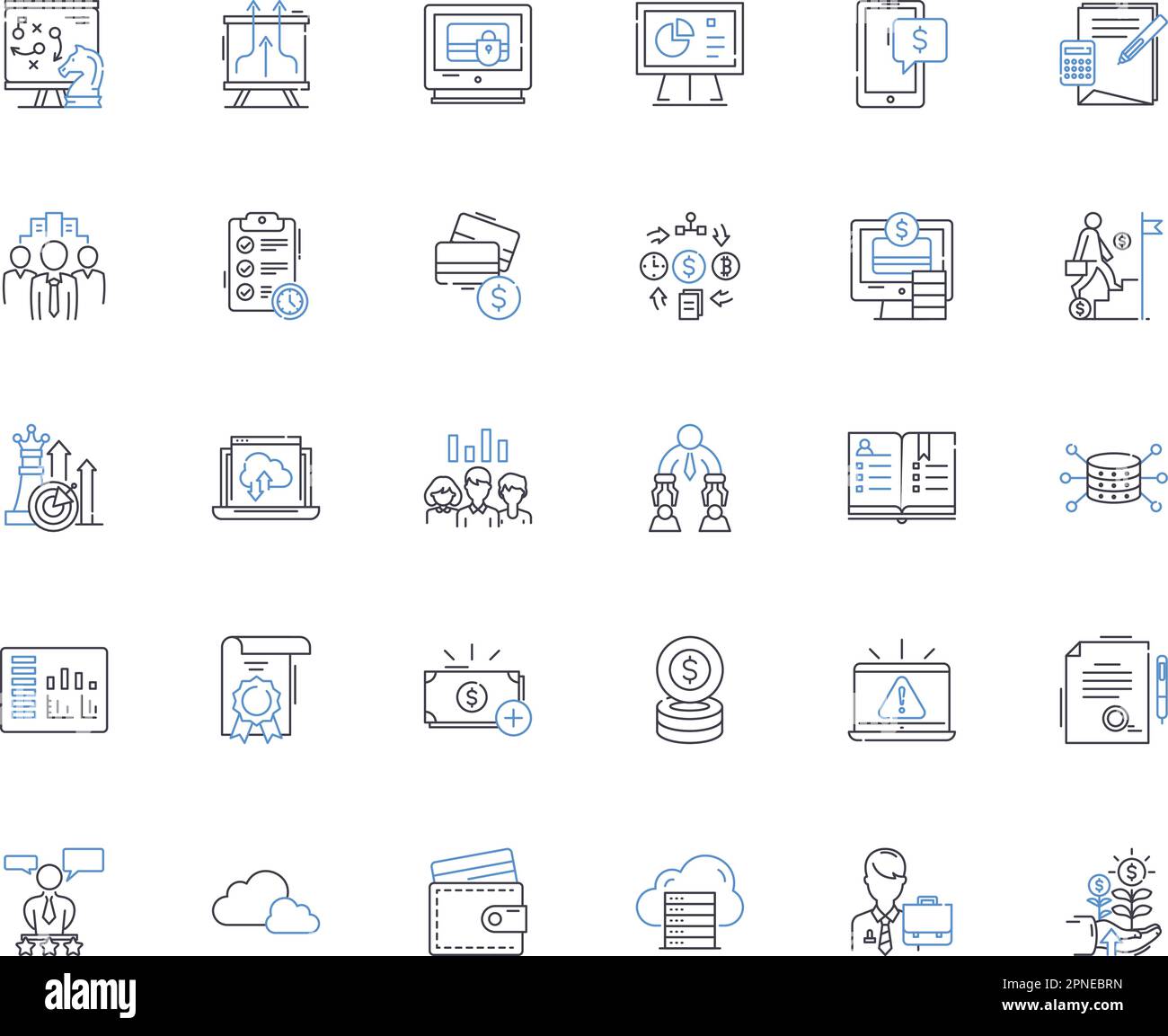 Mobile Payments Line Icons Collection Wallet Nfc Contactless