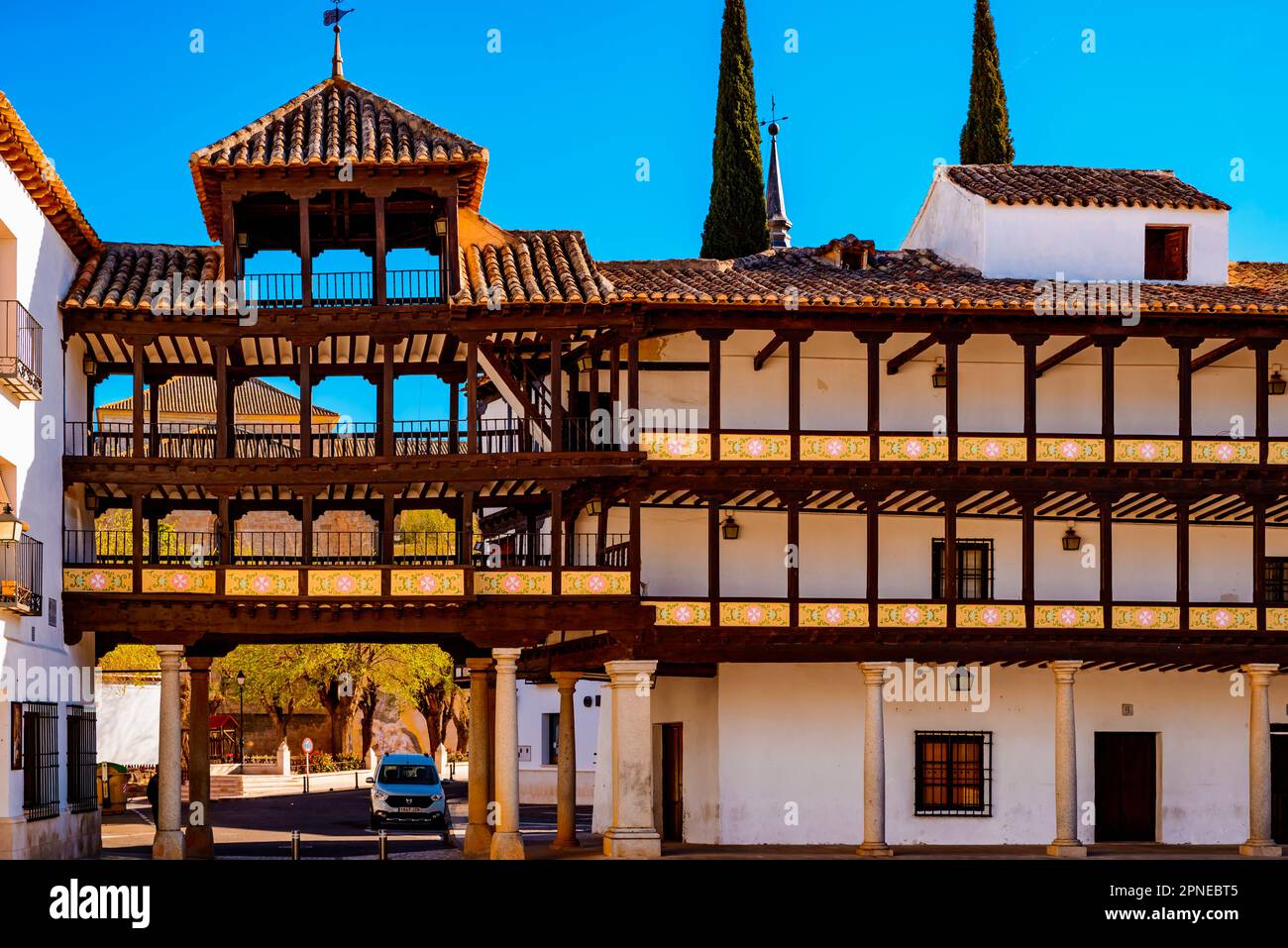 Detail entrance. Plaza Mayor - Main square. Tembleque, Toledo, Castilla ...