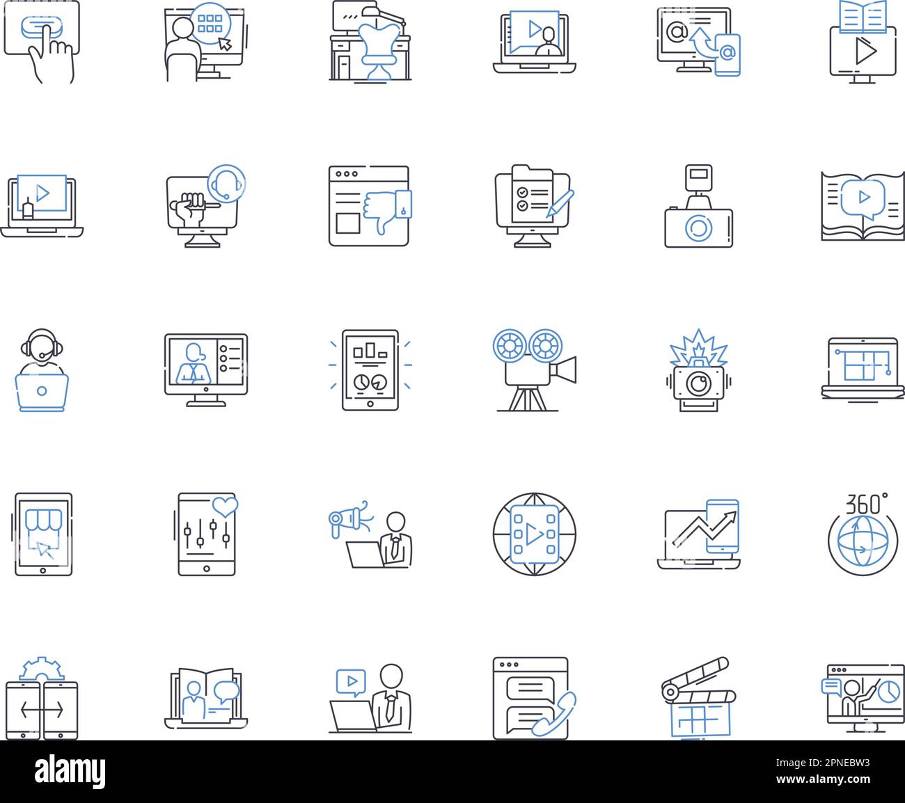 Audiovisual line icons collection. Projection, Sound, Recording ...
