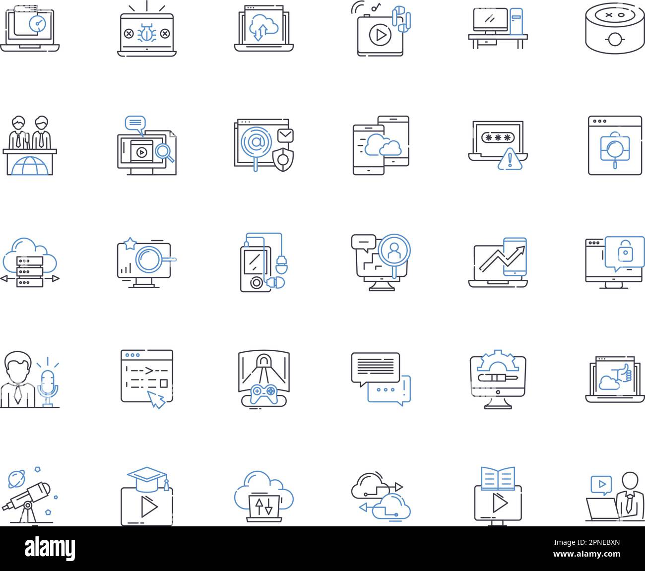 Cyber space line icons collection. Internet, World Wide Web, Digital ...